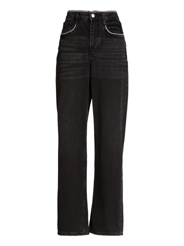 Maje Crystal-embellished Wide-leg Jeans - Black