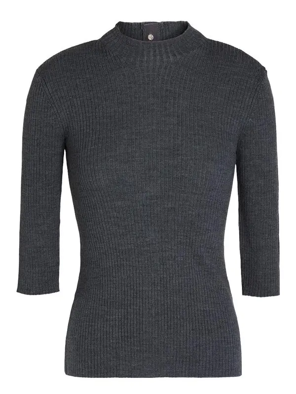 Maje Ribbed-knit Top - Anthracite