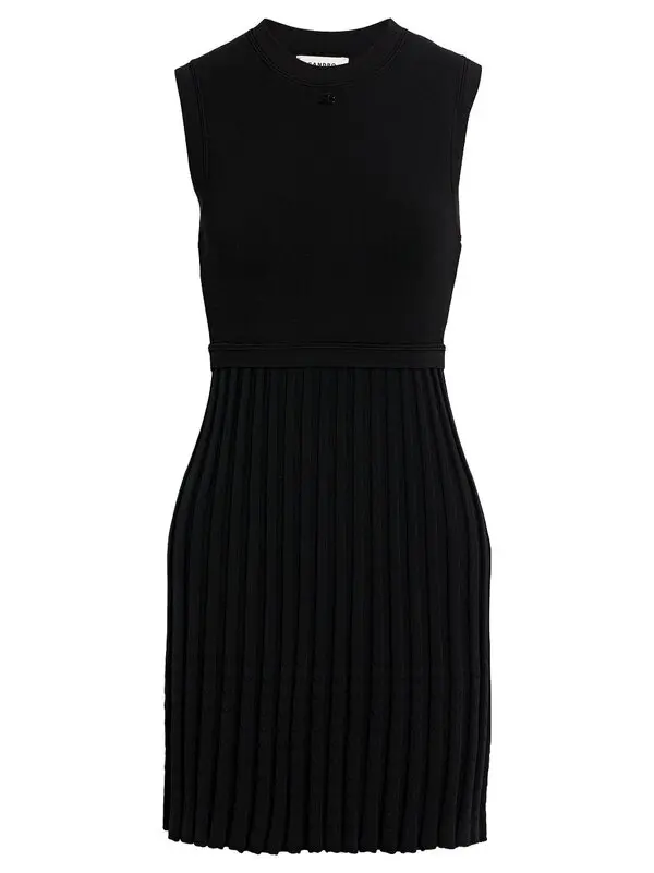 Sandro Pleated Stretch-knit Mini Dress - Black