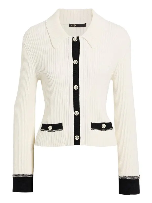 Maje Ribbed-knit Cardigan - Ivory