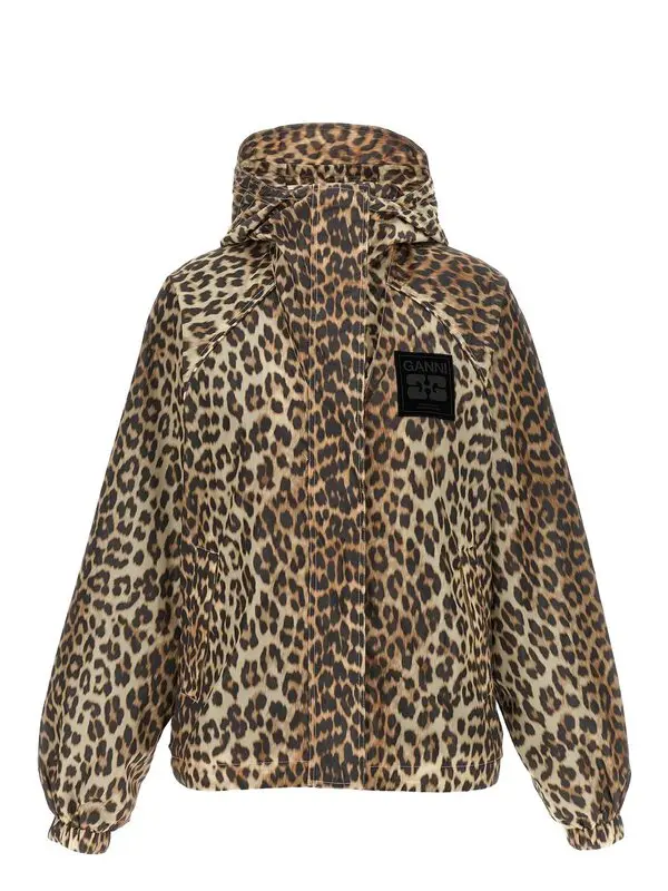 GANNI Leopard Print Nylon Windbreaker - Multicolor