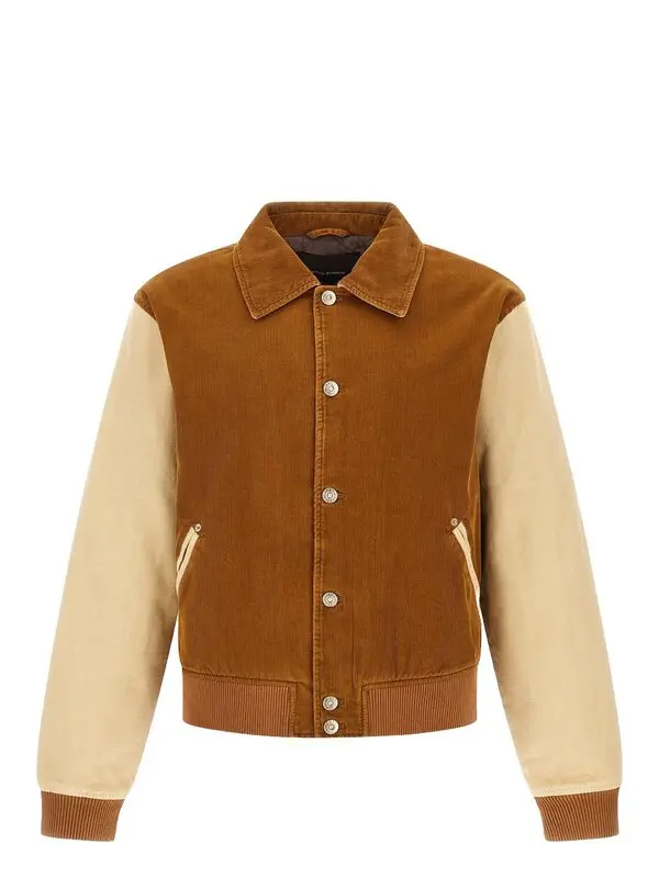 WALES BONNER Homecoming Bomber Jacket - Brown