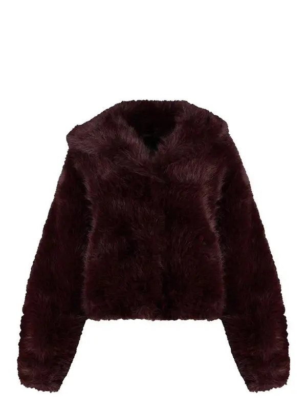 BB COUTURE Mink Faux Fur Jacket - Red
