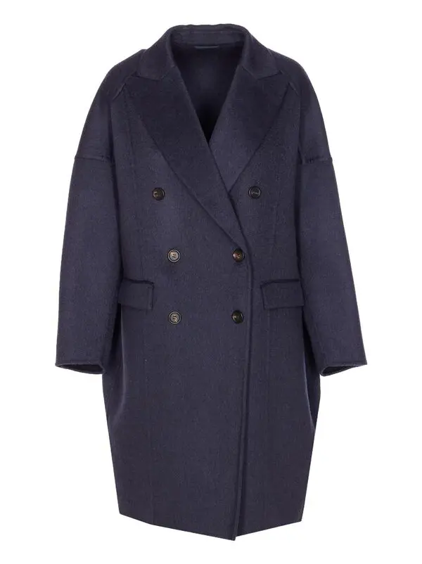 Brunello Cucinelli Double-breasted Cashmere Coat - Blue