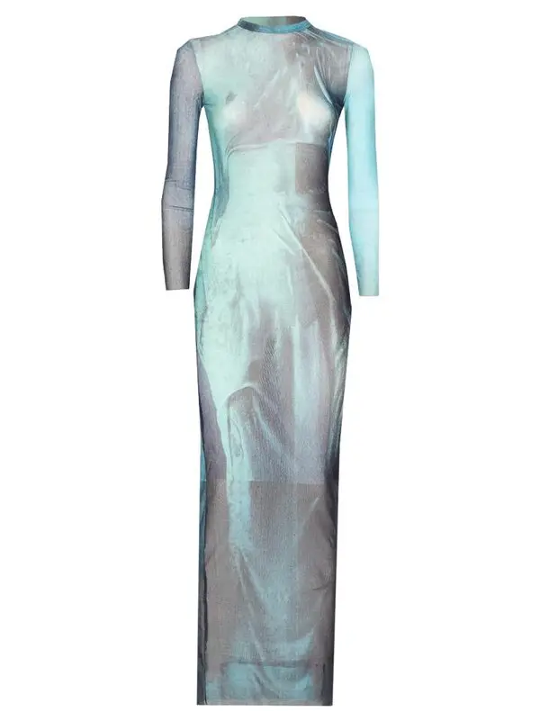 Jean Paul Gaultier Mesh Long Dress - Blue
