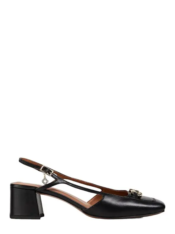 Maje Leather Slingback Pumps With Chain Embellishment - Black