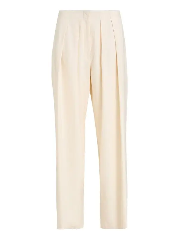 Maje Pleated Wide-leg Crepe Pants - Ecru