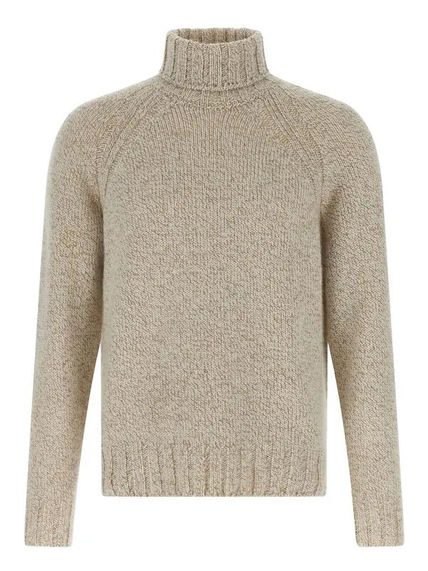 Zegna Cashmere And Wool Blend Turtleneck Sweater - Beige