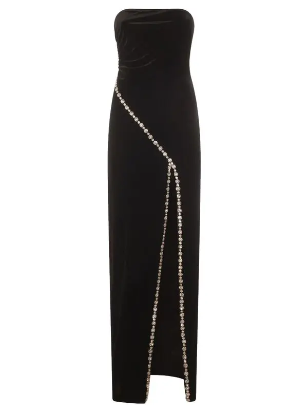 NISSA Sleeveless Maxi Dress With Embellishments - Black
