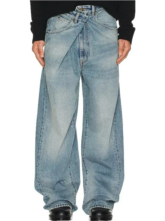 DARKPARK Ined Fold Over Denim Pants - Blue