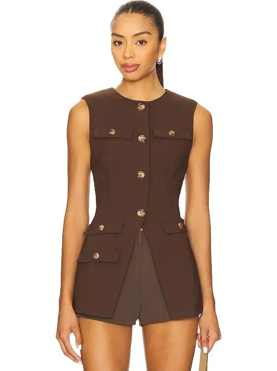 ALL THE WAYS Dallis Sleeveless Button-up Top - Brown