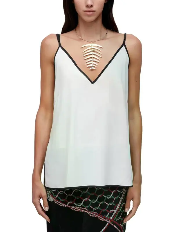 OSKLEN V-neck Bias-bound Top - White