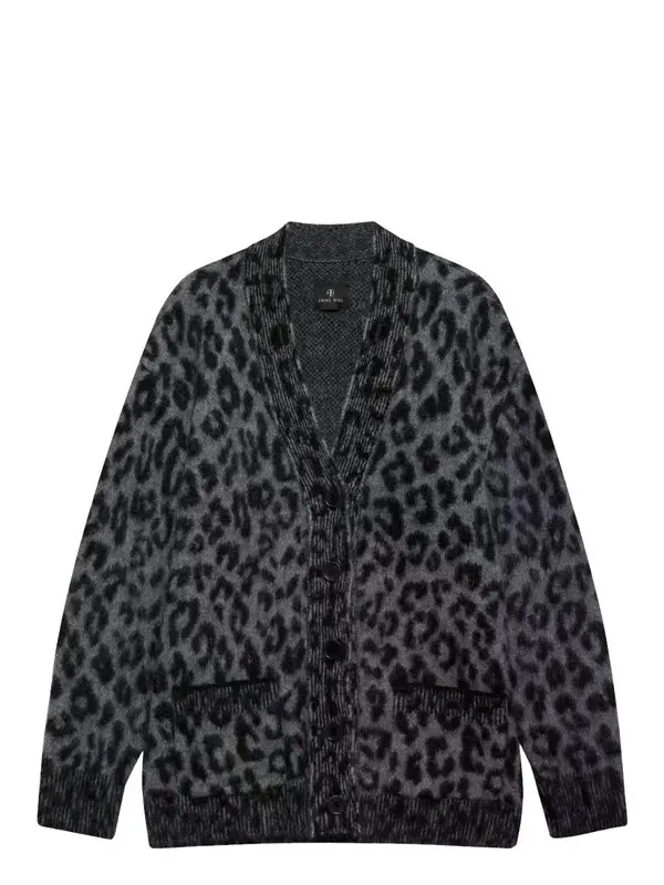 ANINE BING Banks Leopard-print Cardigan - Grey