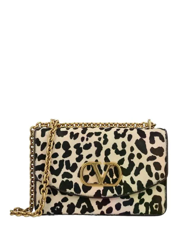 Valentino Garavani Leopard-print Shoulder Bag With Vlogo - Neutrals