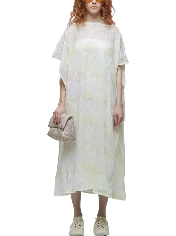 OSKLEN Embroidered Sunflower-motif Dress - White