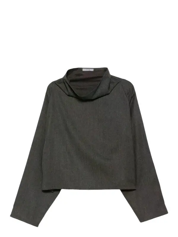 Dusan Cowl-neck Boxy Top - Grey