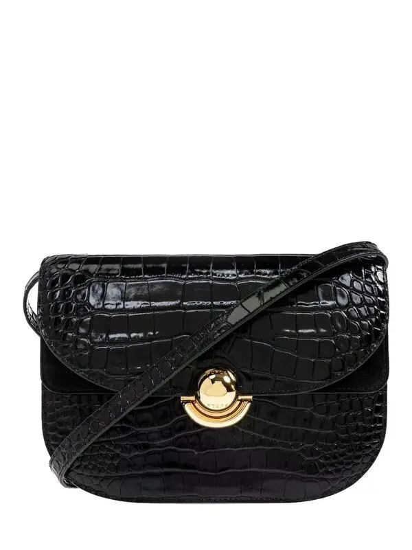 Furla Sfera Crocodile-embossed Shoulder Bag - Black