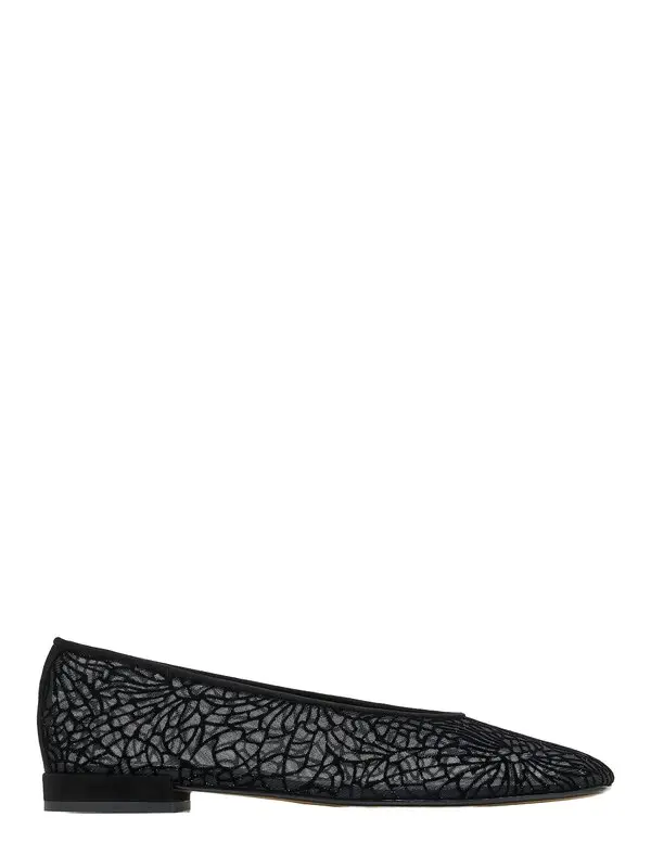 Giorgio Armani Floral Flocked Mesh Ballerinas - Black