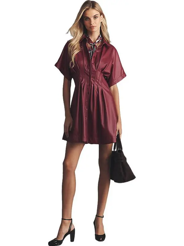 EXQUISE Tobie Mini Shirt Dress - Red