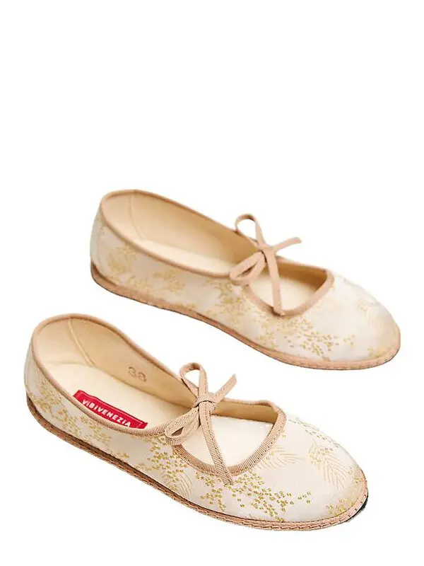 VIBI VENEZIA Brigitte Bow-tie Mary Jane Flats - Cream