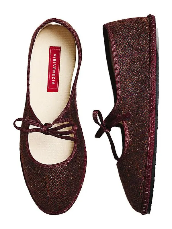 VIBI VENEZIA Brigitte Bow-tie Mary Jane Flats - Dark Red