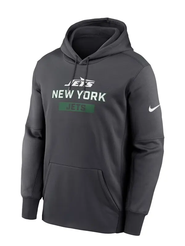 Nike New York Jets Therma Nfl Pullover Hoodie - Grey
