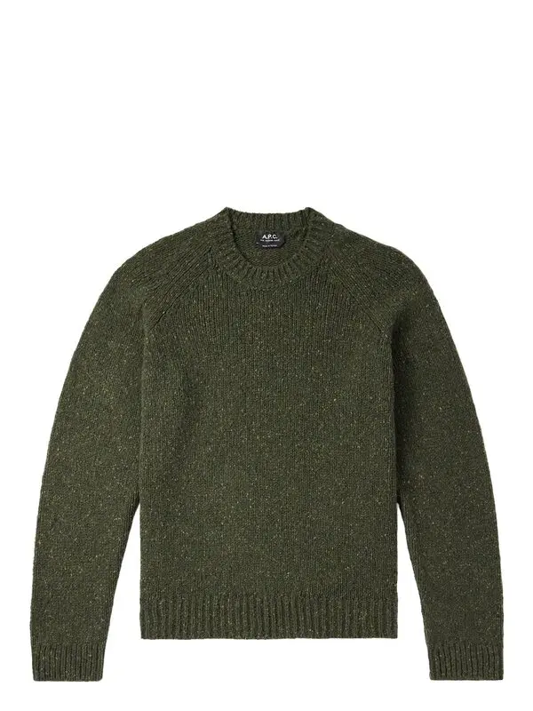A.p.c. Harris Flecked Merino Wool Sweater - Green