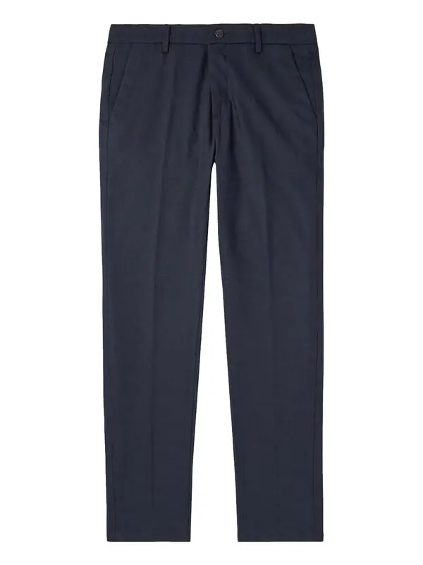 Eleventy Straight-leg Wool And Cashmere-blend Trousers - Blue