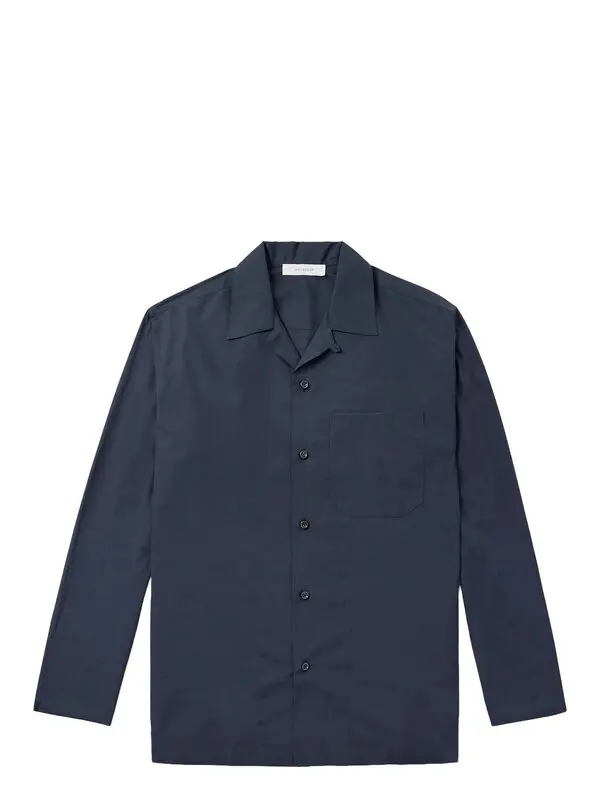 UMIT BENAN Havana Convertible-collar Cotton And Silk-blend Shirt - Blue