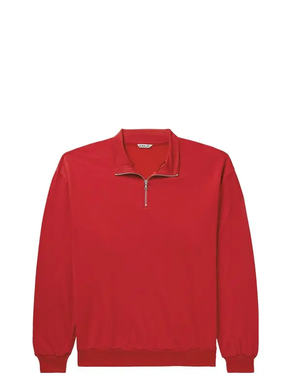 Auralee Wool-blend Jersey Half-zip Sweatshirt - Red