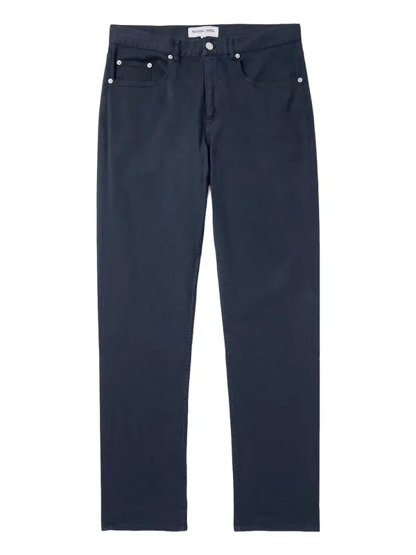 Frescobol Carioca Columbo Straight-leg Cotton-blend Twill Trousers - Blue