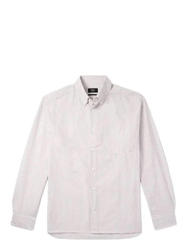 A.p.c. Mateo Button-down Collar Pinstriped Organic Cotton Shirt - Red