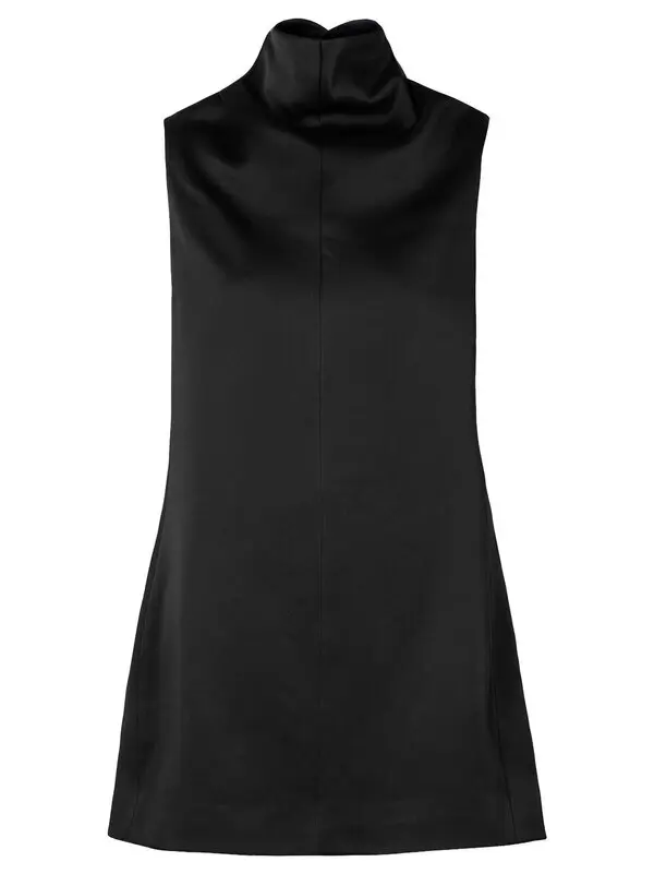 Khaite Daria Satin-crepe Turtleneck Mini Dress - Black