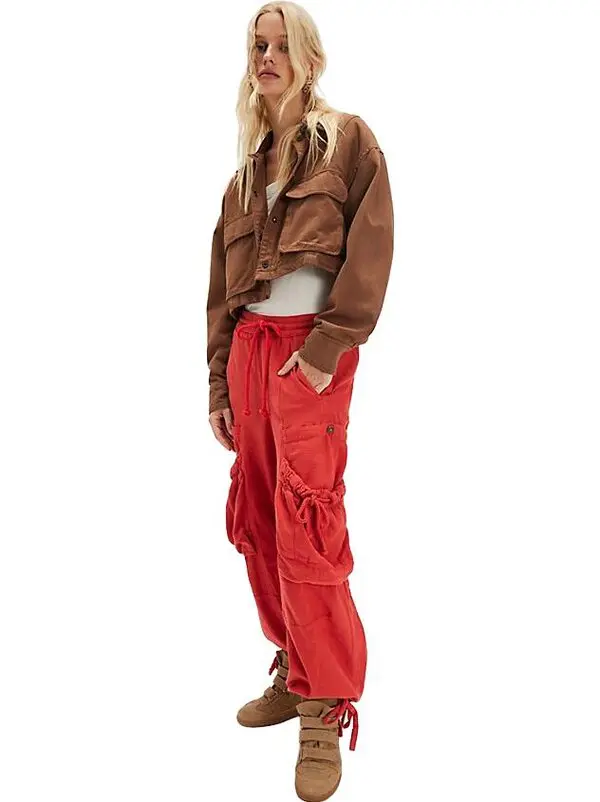 Free People Ashton Full-length Parachute Pants - Red Clay
