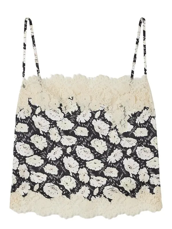 DÔEN Loure Lace-trimmed Floral-print Silk-satin Camisole - Multi
