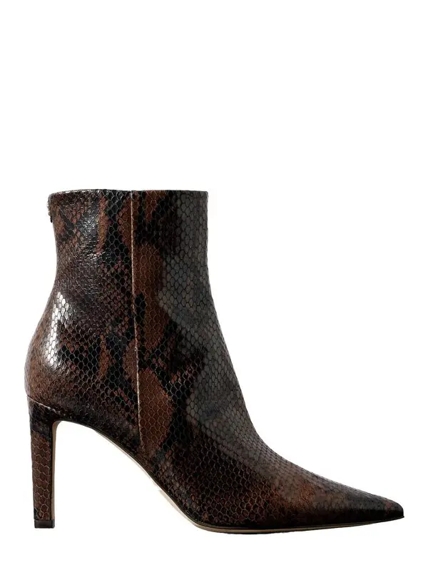 JIMMY CHOO Frankie 85 Snake-effect Leather Ankle Boots - Brown