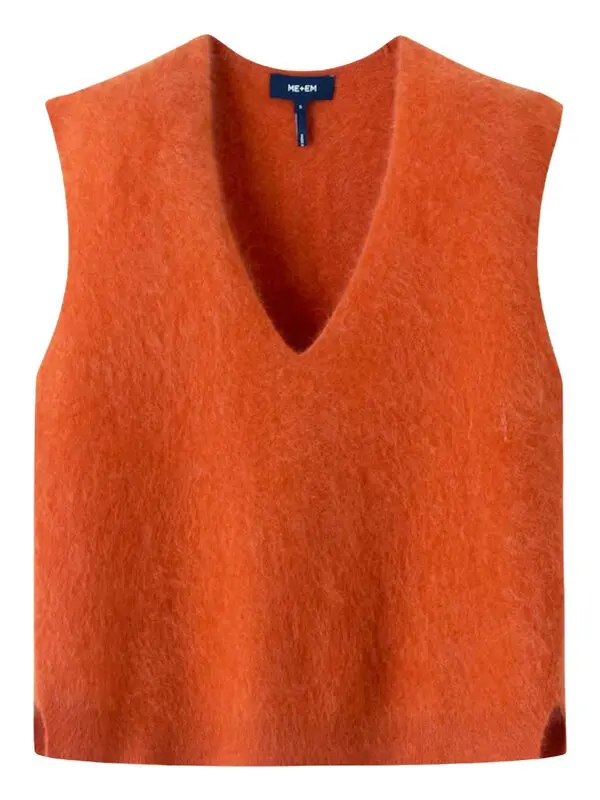 ME+EM Brushed Cashmere V-neck Knit Vest - Paprika Orange