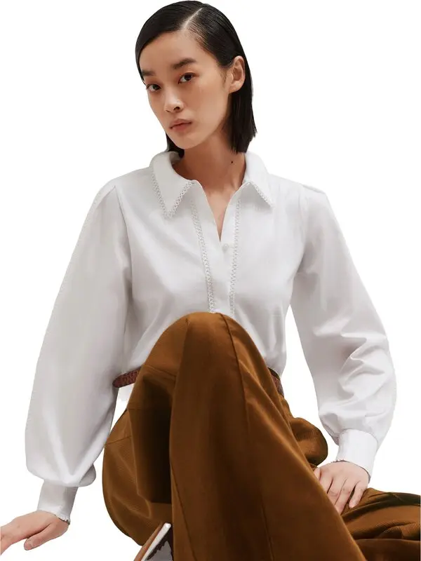 ME+EM Scalloped Layering Shirt - Fresh White