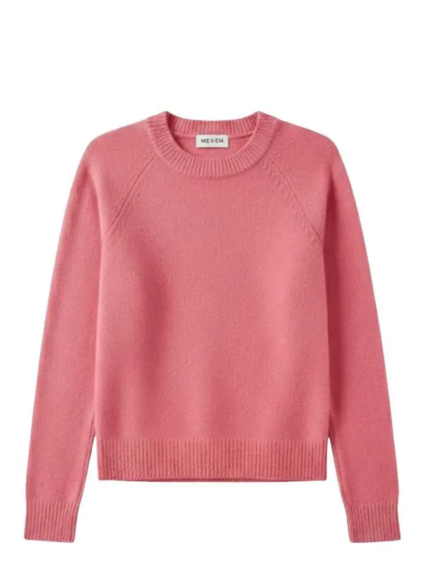 ME+EM Cashmere Crew Neck Cropped Jumper - Rhubarb Pink