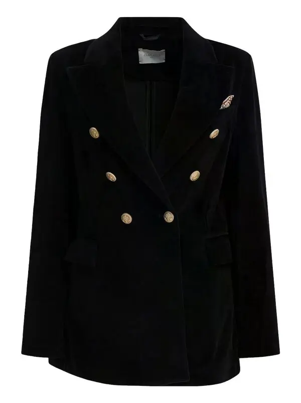 CIRCOLO 1901 Double-breasted Velvet Blazer - Black