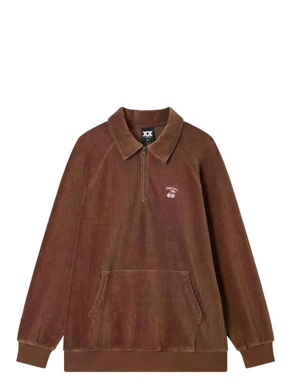 FINGERCROXX Corduroy Zip-up Top - Brown
