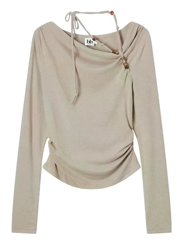 B+AB Long-sleeve Beaded T-shirt - Neutrals