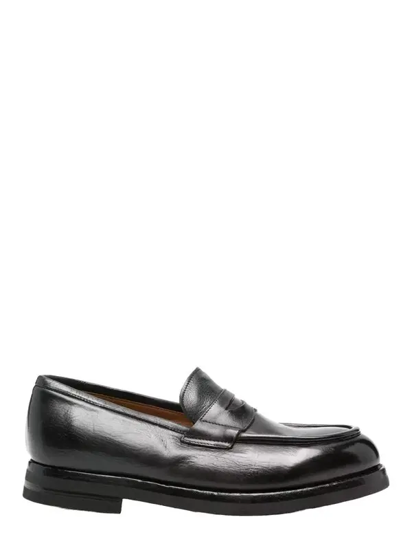 GREEN GEORGE Penny Leather Loafers - Black
