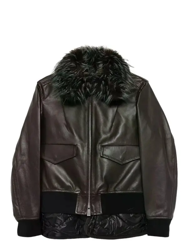 Sacai 2-in-1 Leather Jacket - Brown
