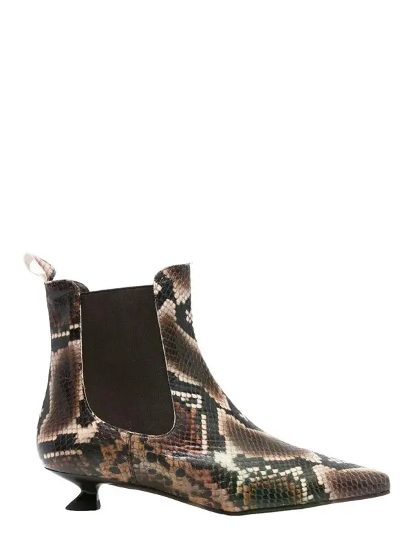 PEDRO MIRALLES Snakeskin Pointed-toe Boots - Brown