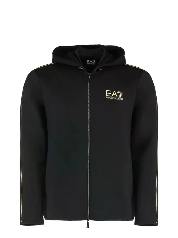 Emporio Armani Logo-print Zip-up Hoodie - Black