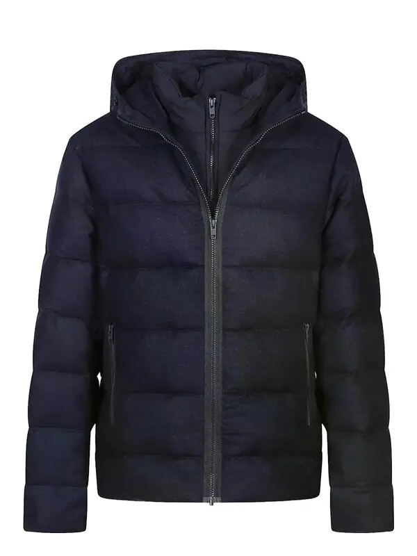 FAY Hooded Quilted Jacket - Blue