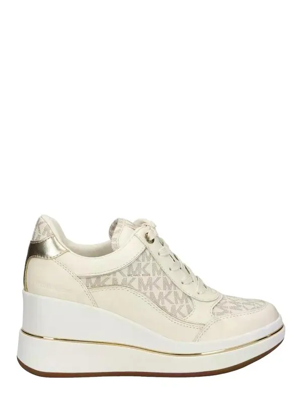 Michael Kors Monogram-pattern Wedge Sneakers - White