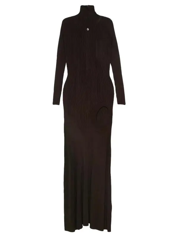 Coperni Ribbed Cut-out Maxi Dress - Brown