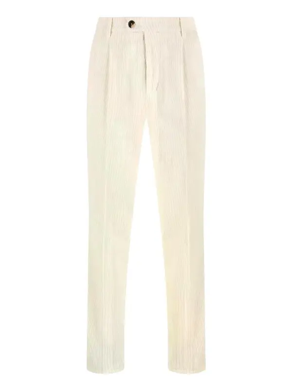 Brunello Cucinelli Pleated-front Corduroy Trousers - White